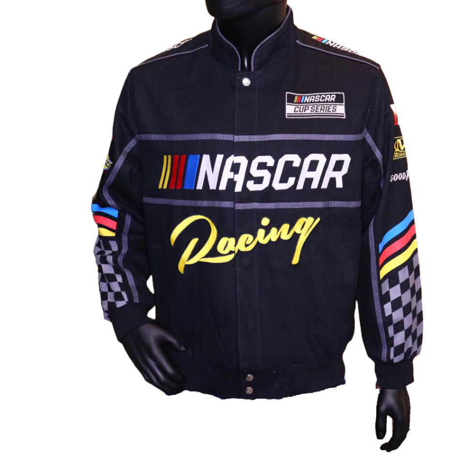 NASCAR Racing Jacke - in schwarz und aufwendig bestickte Racing Jacke ...